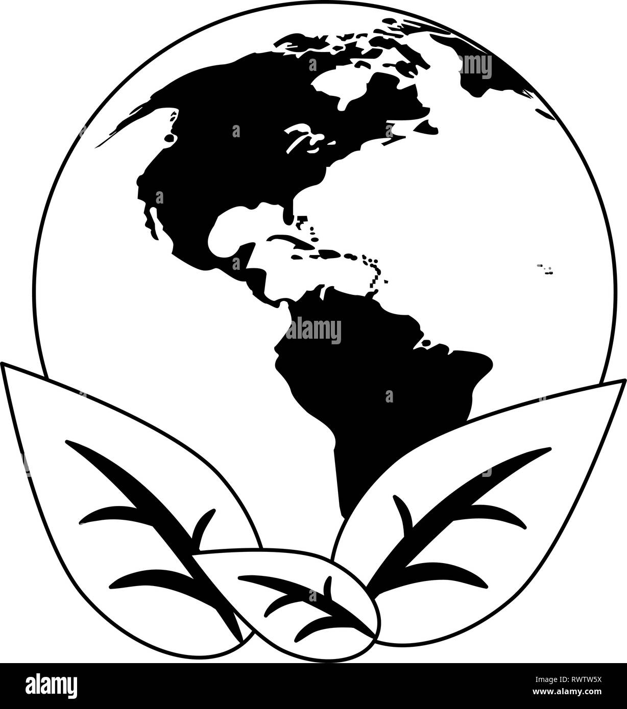 Save the world symbol in black and white Stock Vector Image & Art - Alamy