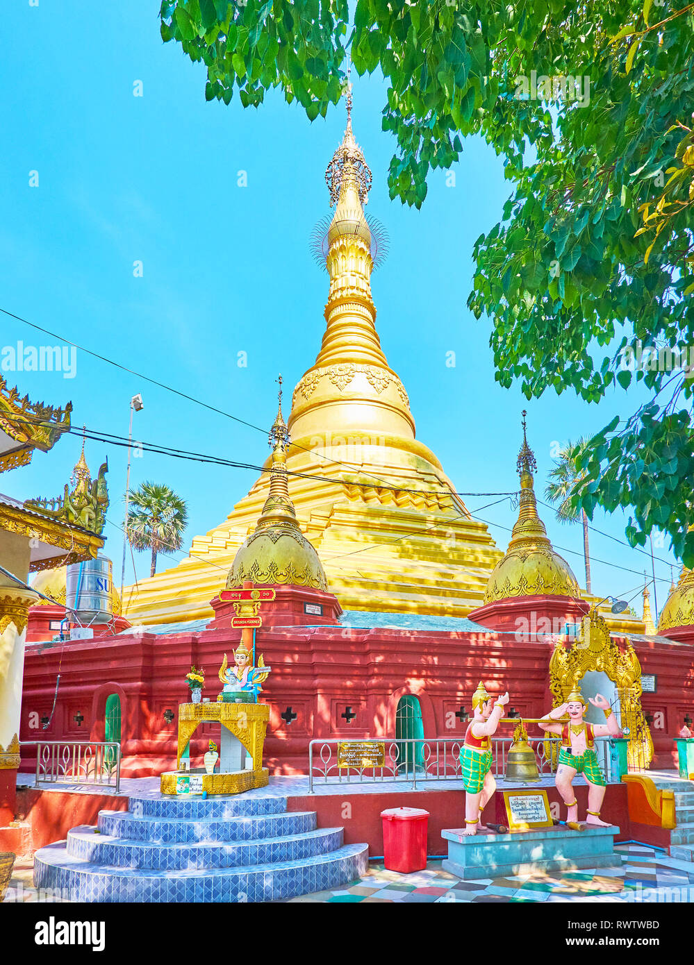 BAGO, MYANMAR - FEBRUARY 15, 2018: The main stupa of Shwe Gu Lay Pagoda ...