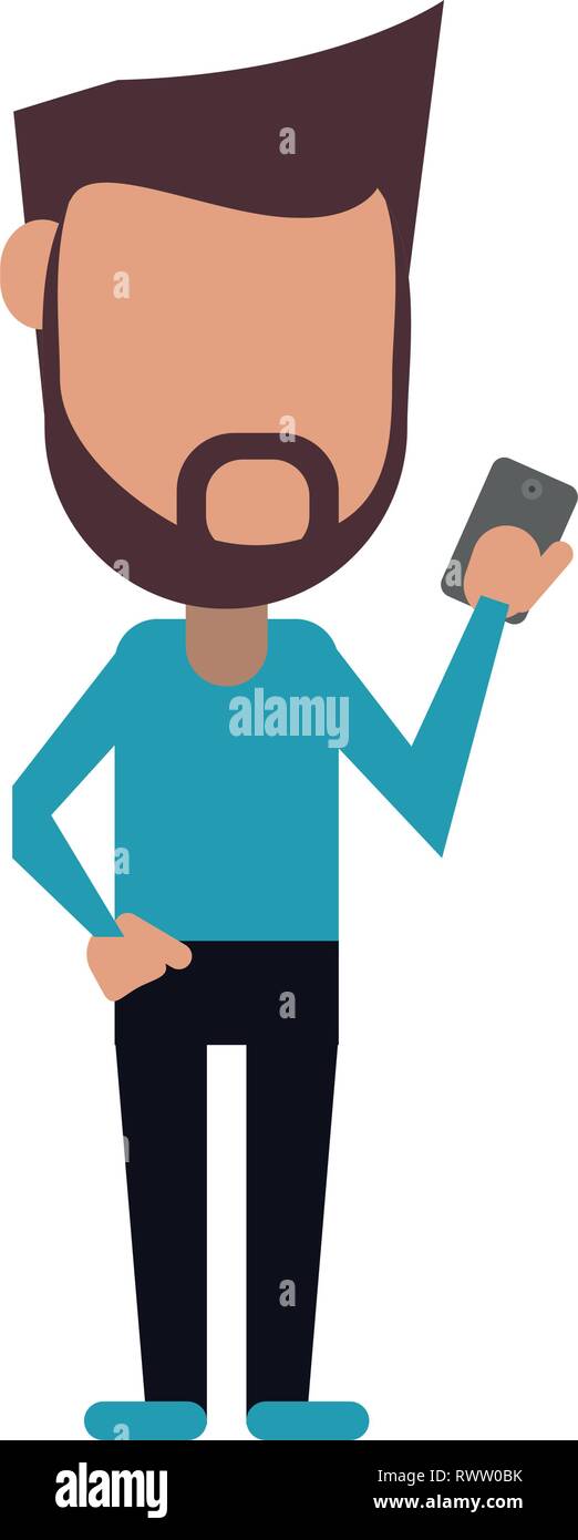 man using smartphone avatar cartoon Stock Vector Image & Art - Alamy