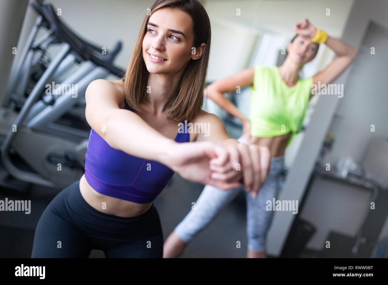 Group of people have workout in gym Stock Photo - Alamy