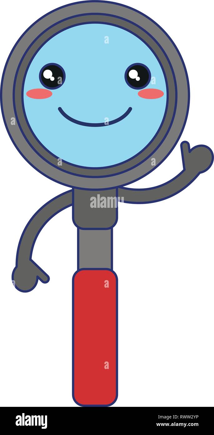 Kawaii magnifying glass smiling cartoon Stock Vector Image & Art - Alamy