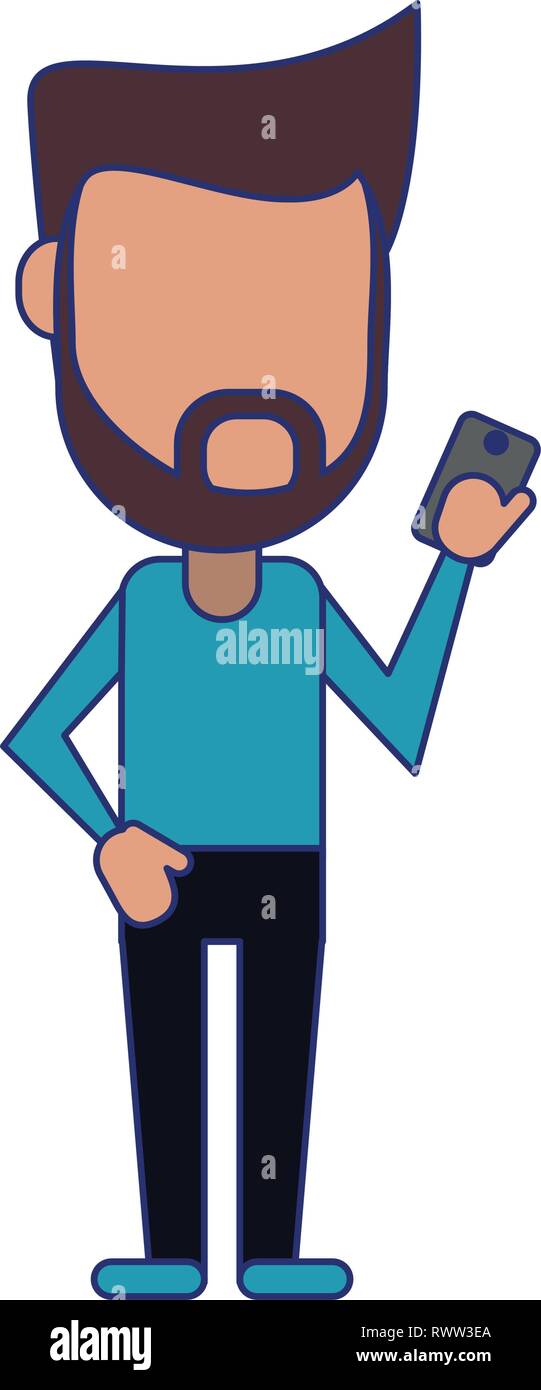 man using smartphone avatar cartoon Stock Vector Image & Art - Alamy