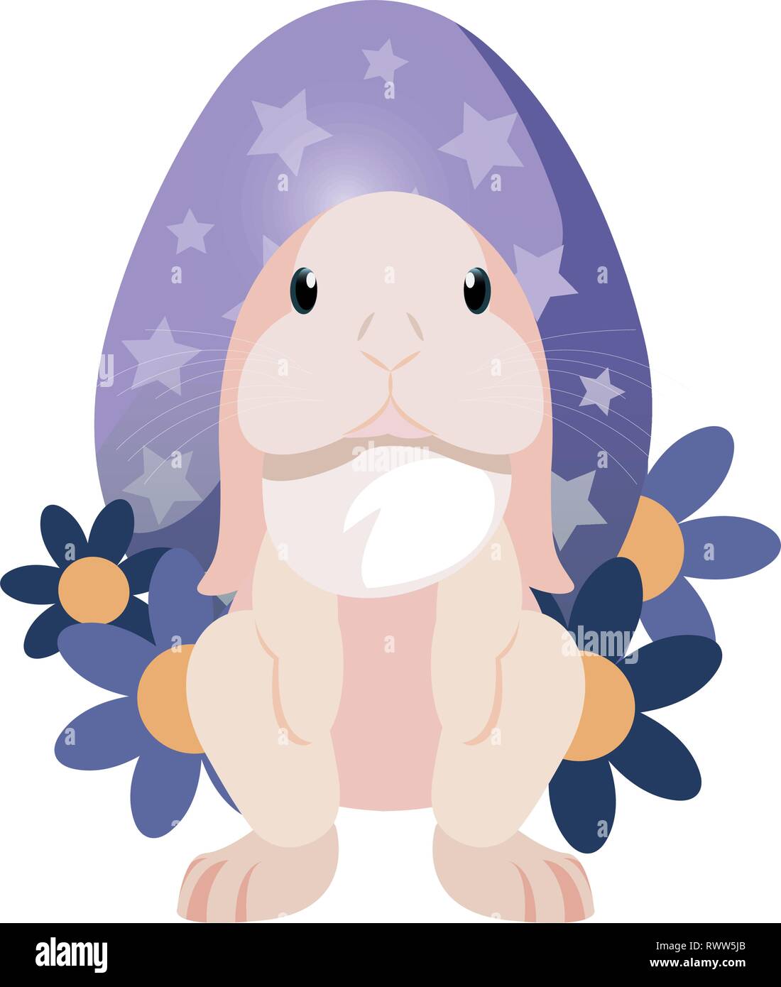 bunny egg flowers ornament happy easter vector illustration Stock ...