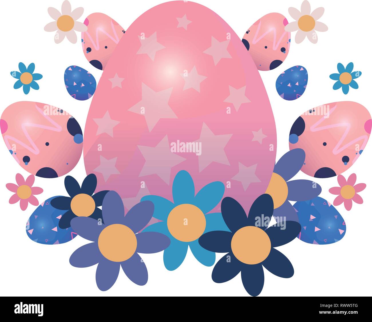 eggs flowers decoration happy easter vector illustration Stock Vector ...