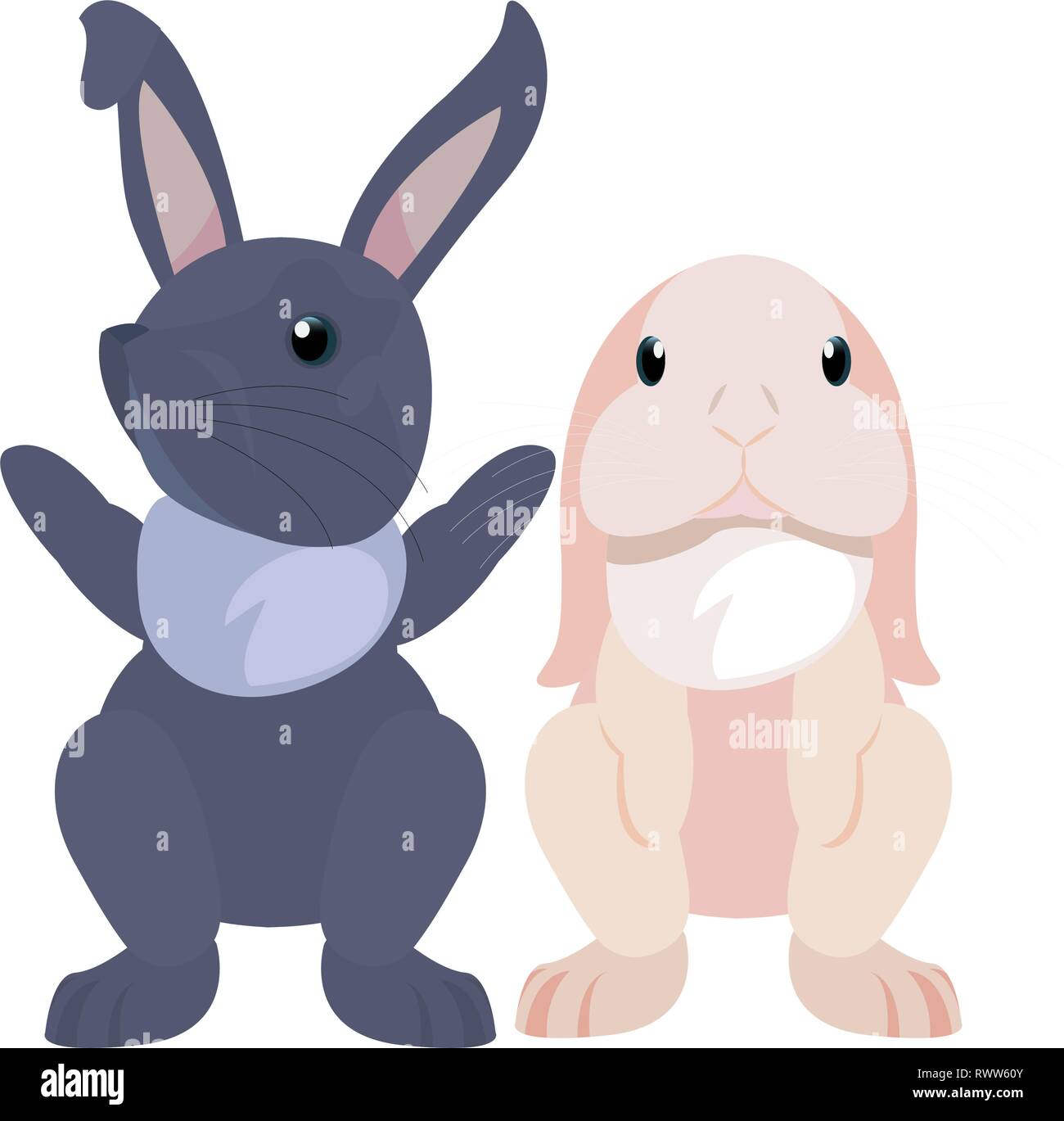 cute rabbits cartoon on white background vector illustration Stock ...