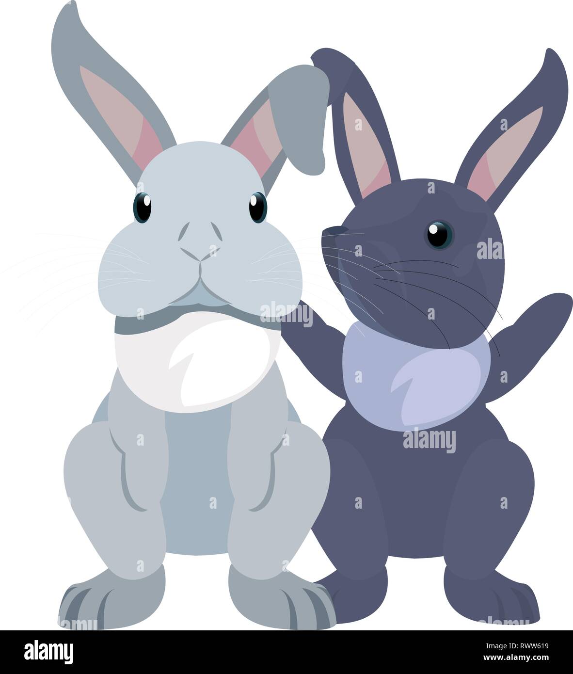 cute rabbits cartoon on white background vector illustration Stock ...