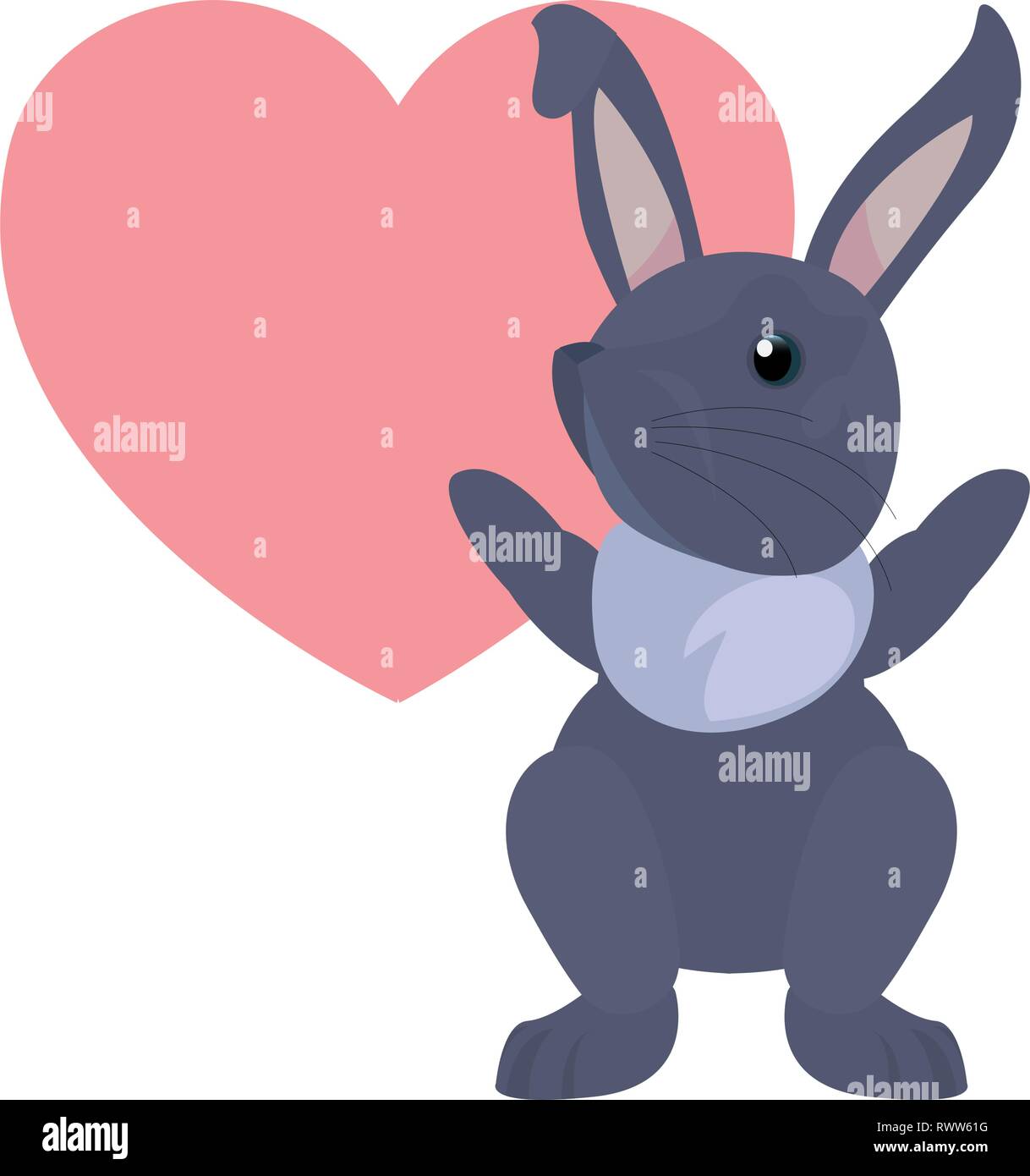 cute rabbit heart love cartoon vector illustration Stock Vector Image ...