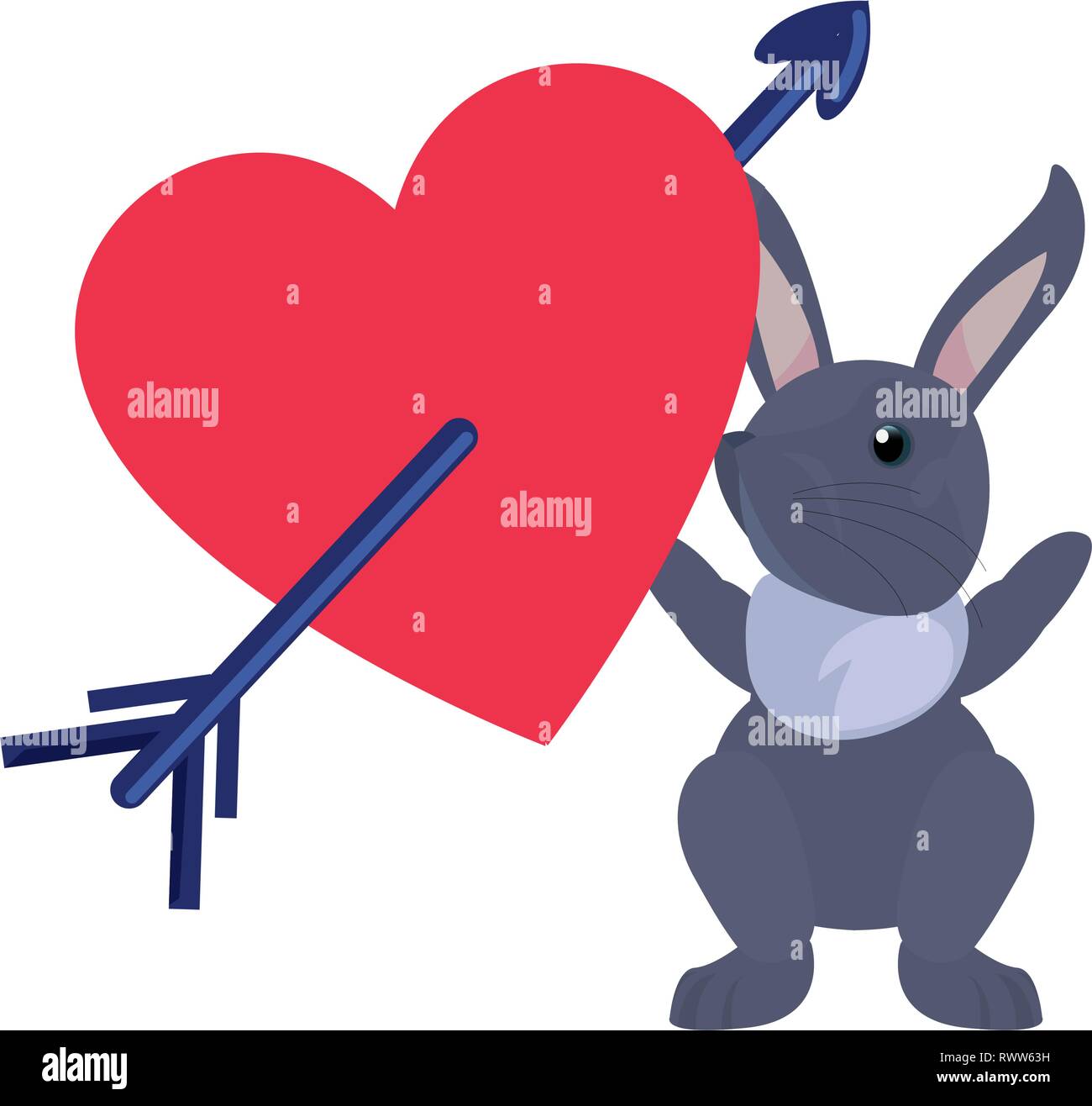 cute rabbit heart with arrow love cartoon vector illustration Stock ...