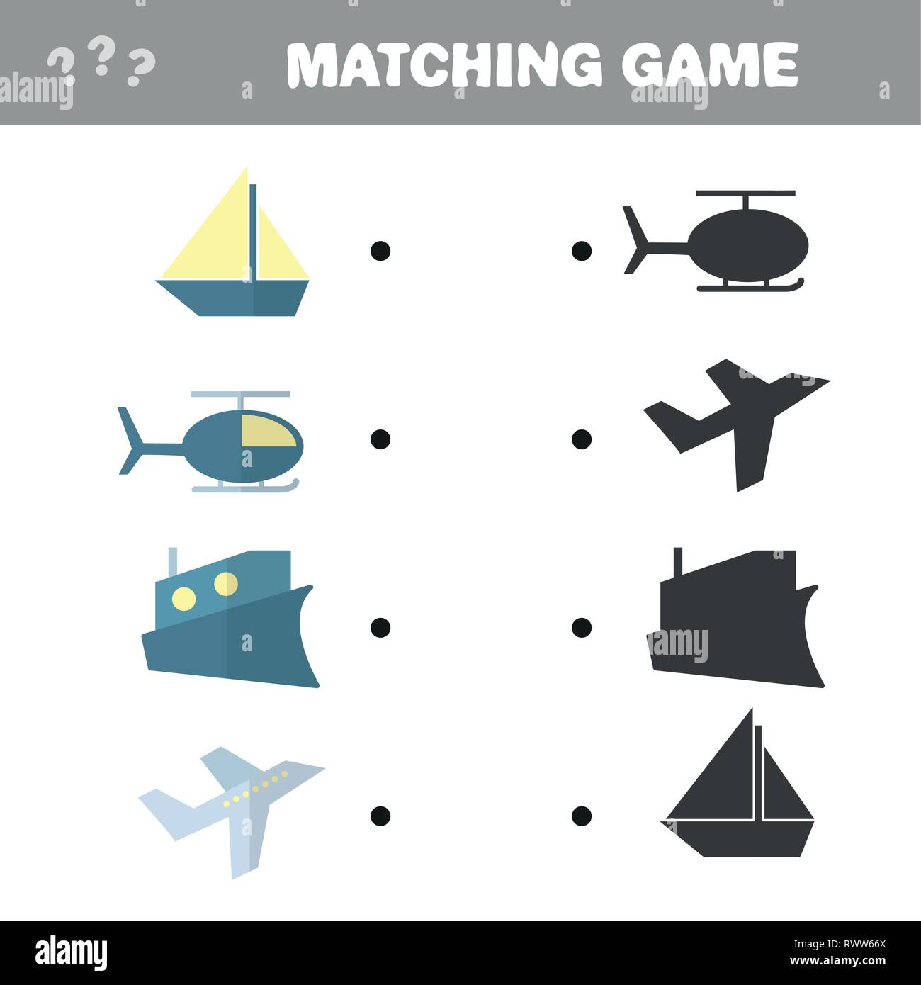 Cartoon Vector Illustration of Education Shadow Matching Game for ...