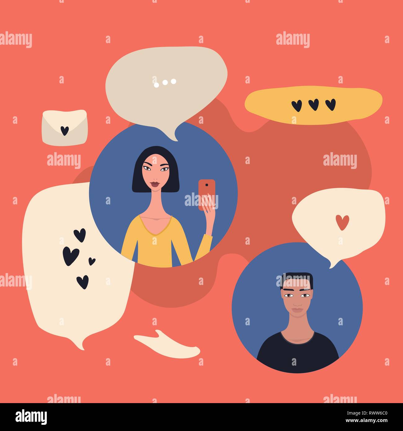 Modern communication technology concept People messaging using mobile ...