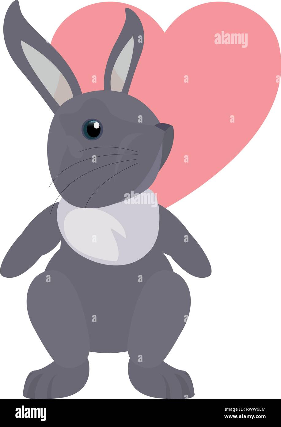 cute rabbit heart love cartoon vector illustration Stock Vector Image ...