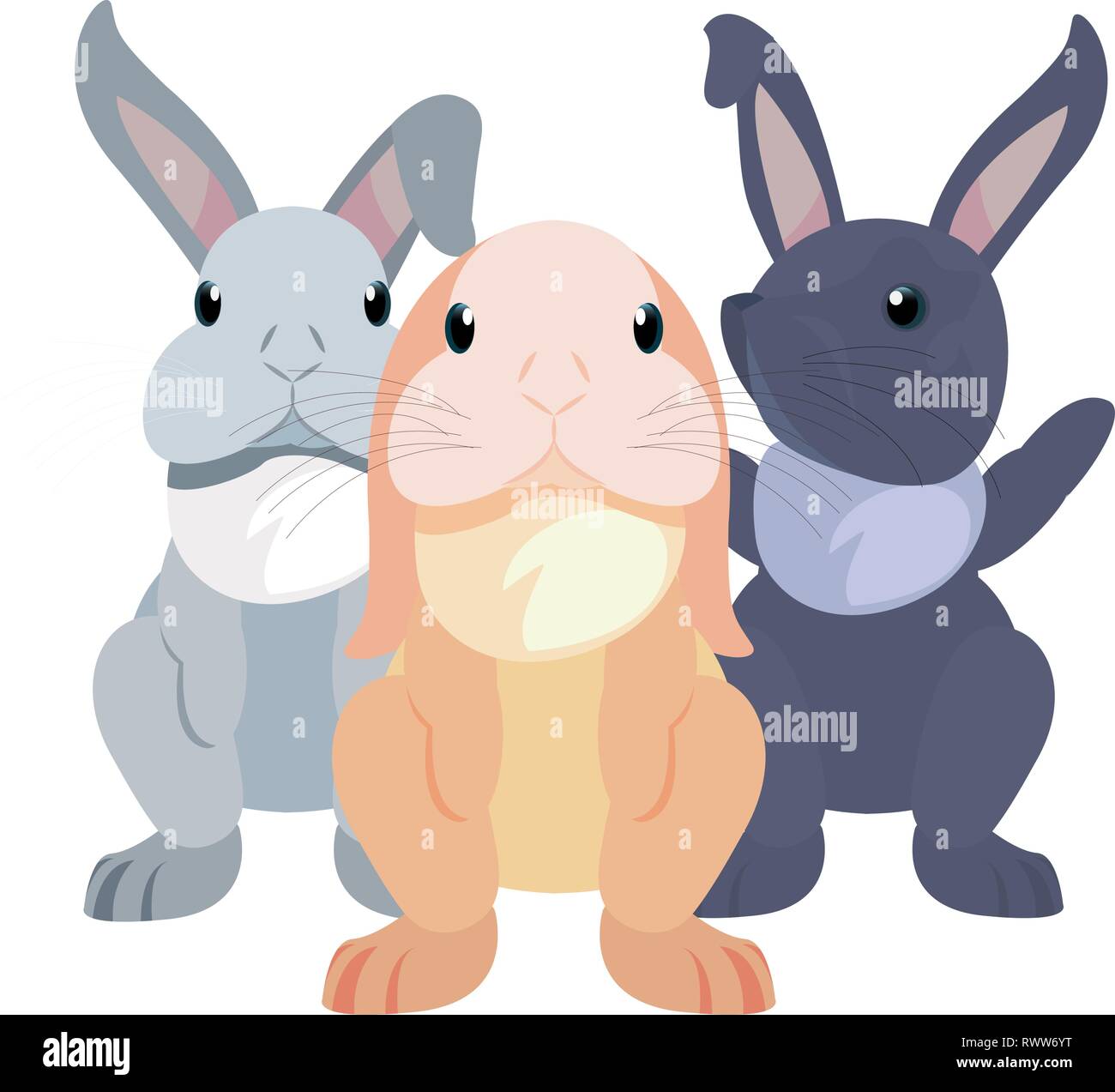 cute rabbits cartoon on white background vector illustration vector ...