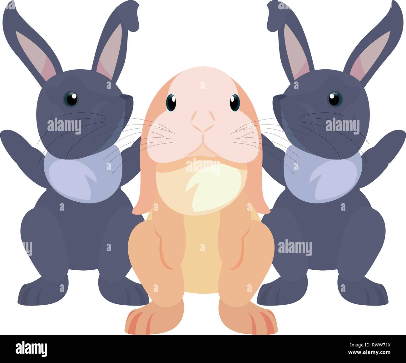 cute rabbits cartoon on white background vector illustration vector ...