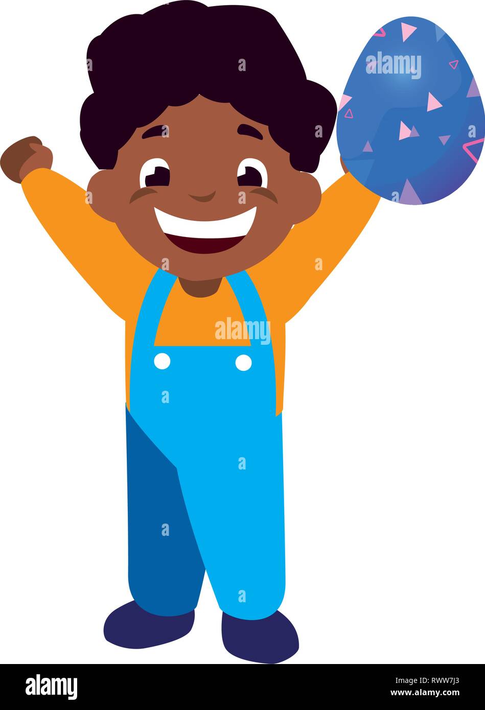 happy boy holding easter egg vector illustration Stock Vector Image ...