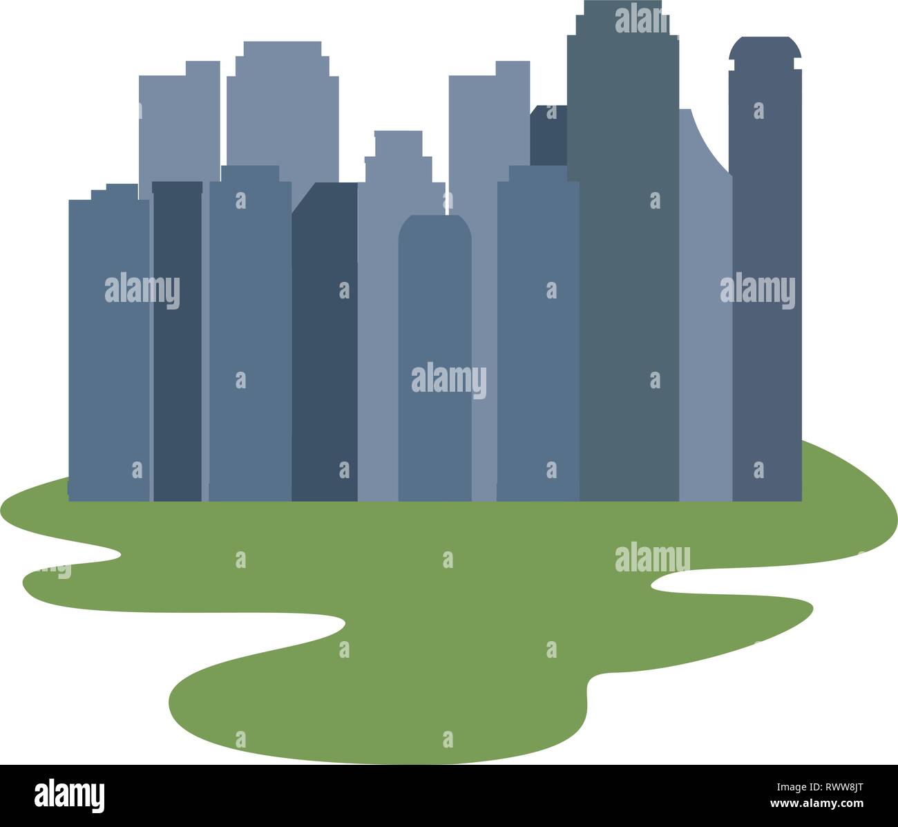 cityscape buildings panorama silhouette white background vector ...