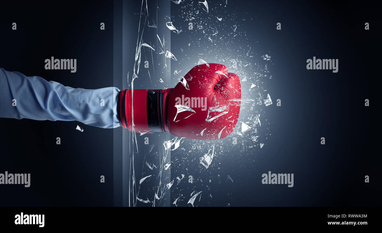 Big hand hits intense and breaks glasses Stock Photo - Alamy