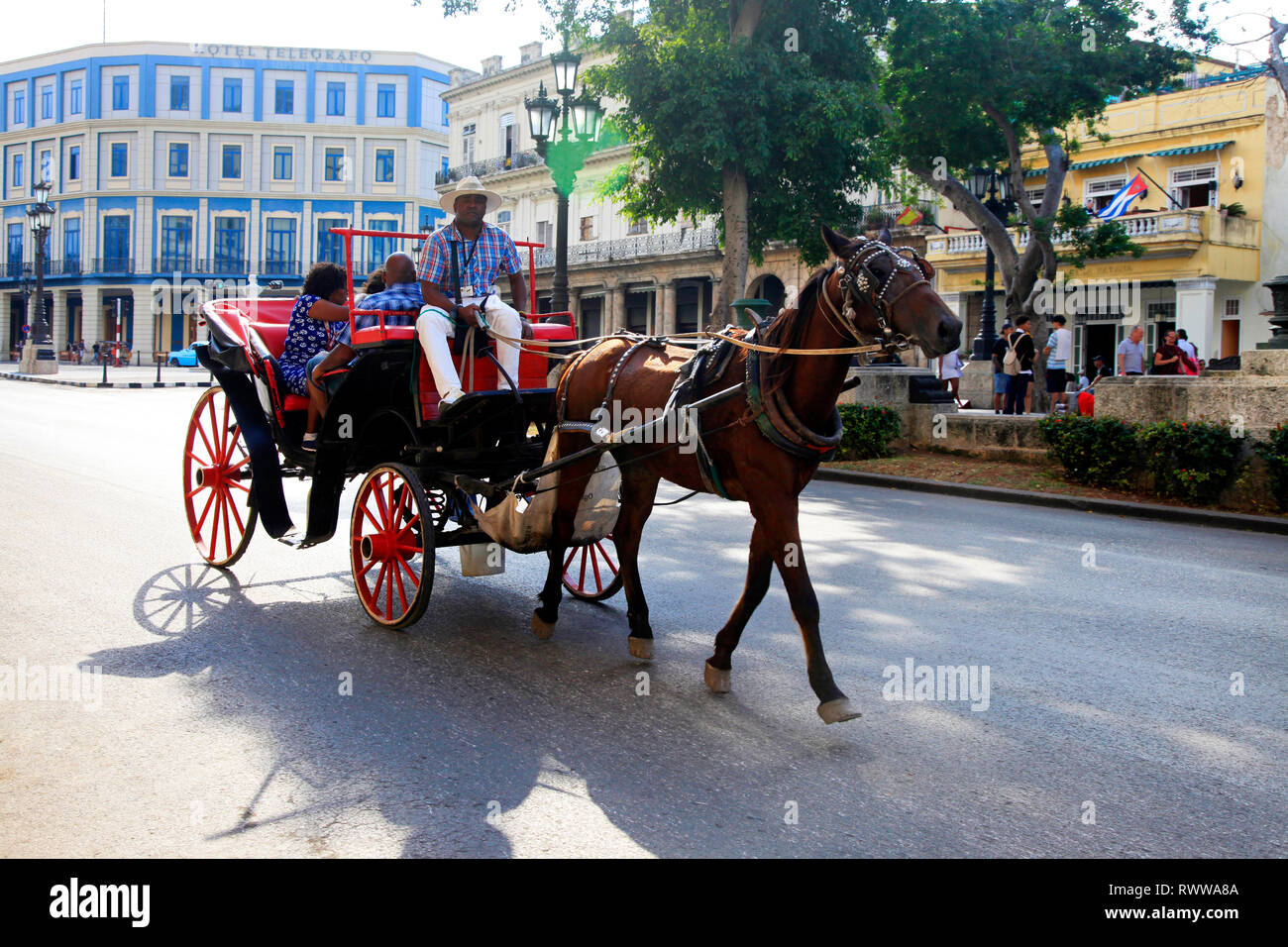 Havana, Cuba - January 11, 2019 : horse carriage in tourist tour ...