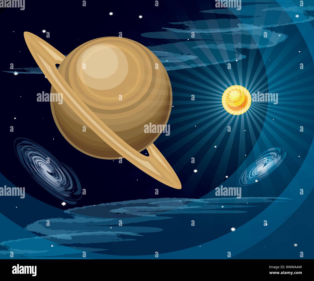 space with saturn planet universe scene vector illustration design ...