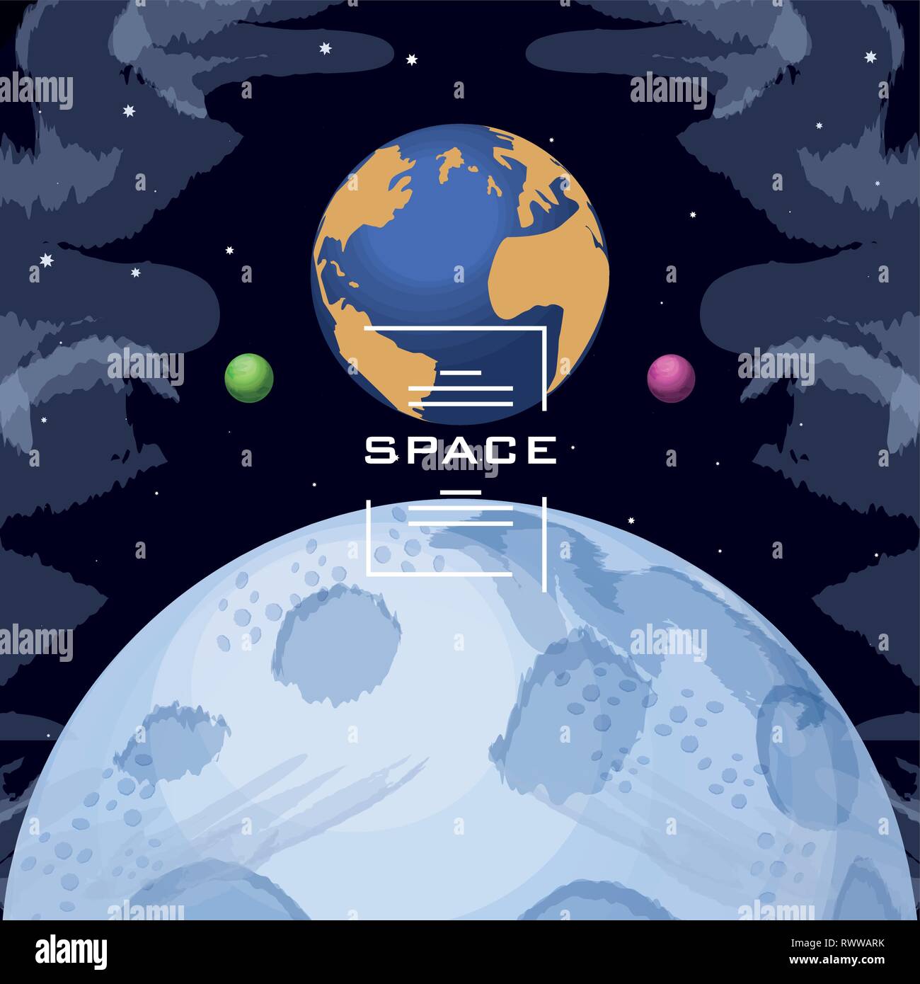 space with earth planet universe scene vector illustration design Stock ...