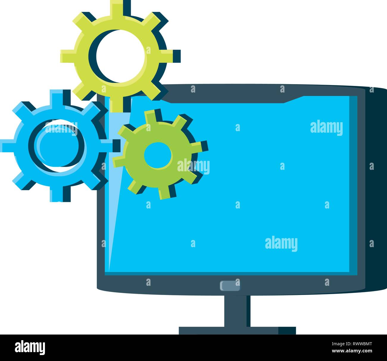 gears machine with monitor computer vector illustration design Stock ...