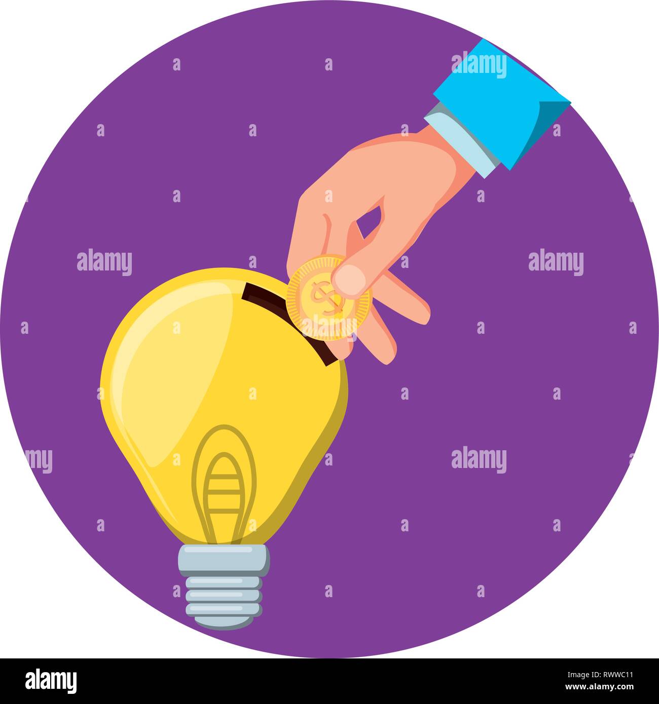 saving light bulb with hand vector illustration design Stock Vector ...