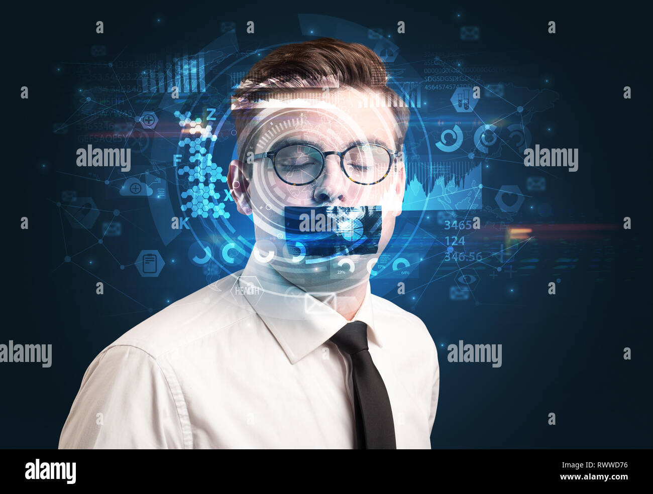 Biometric identification and Facial recognition system concept Stock ...