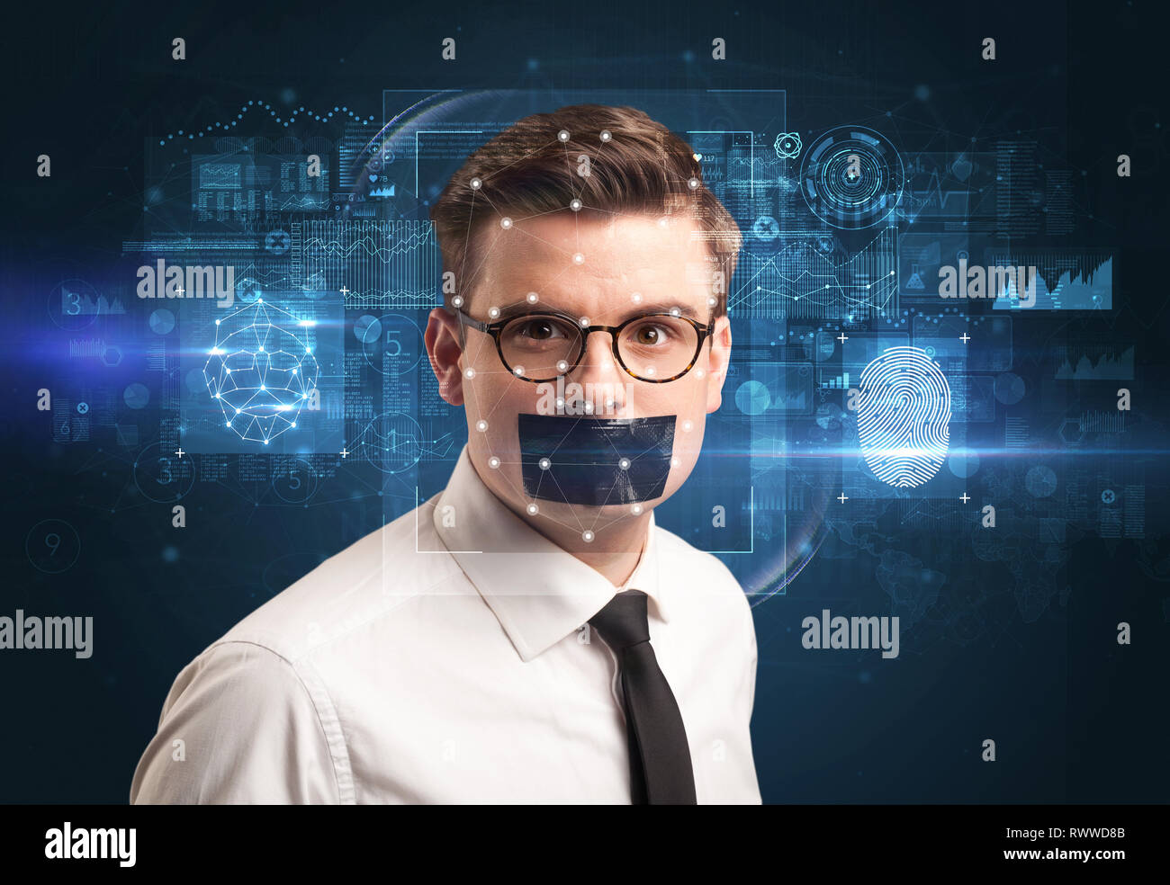 Biometric verification - face and fingerprint detection concept Stock ...