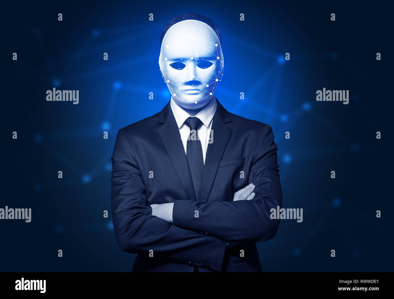 Face recognition with mesh. Cyber security concept Stock Photo - Alamy
