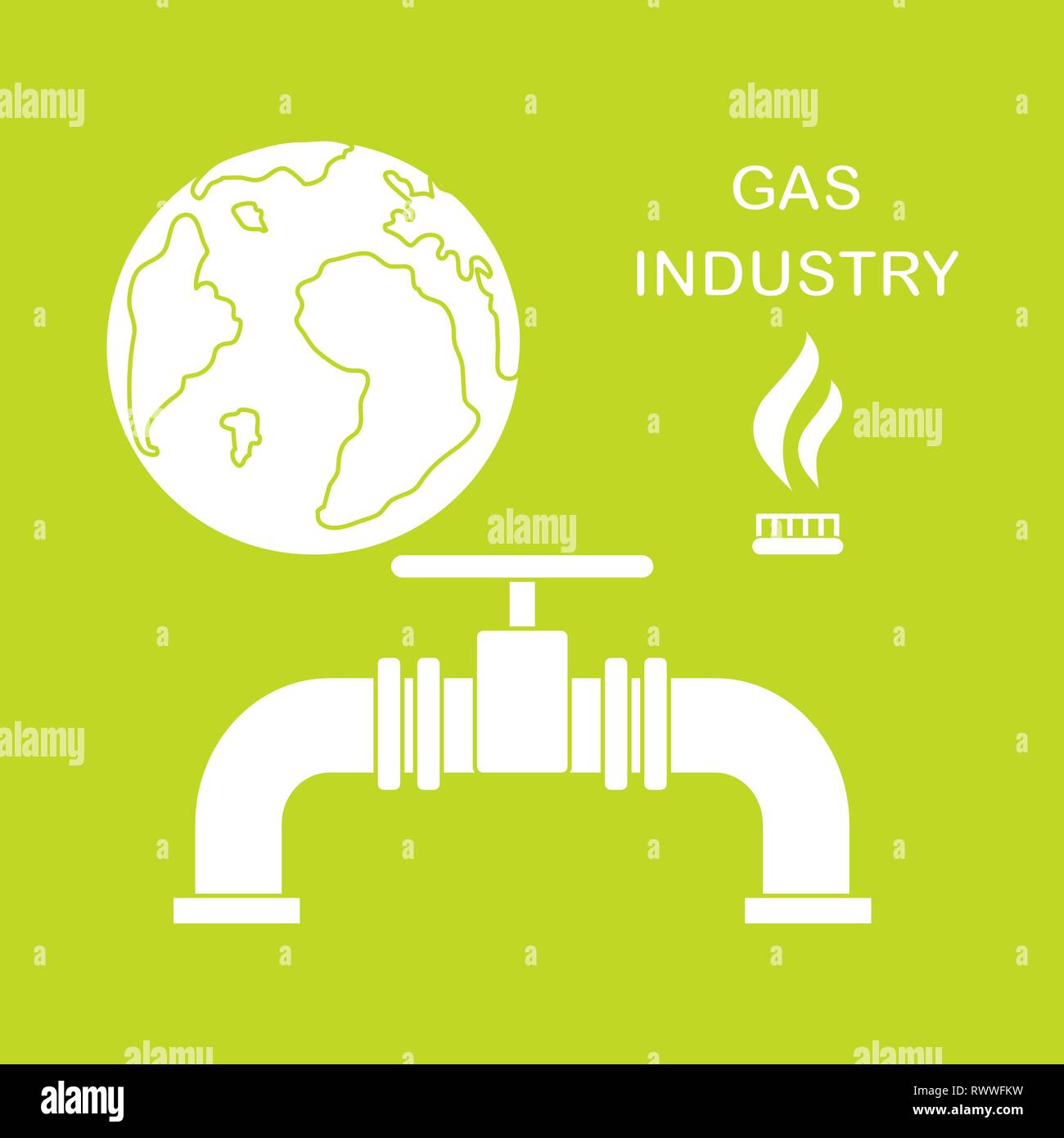 Vector illustration with equipment for gas production and earth. Gas ...