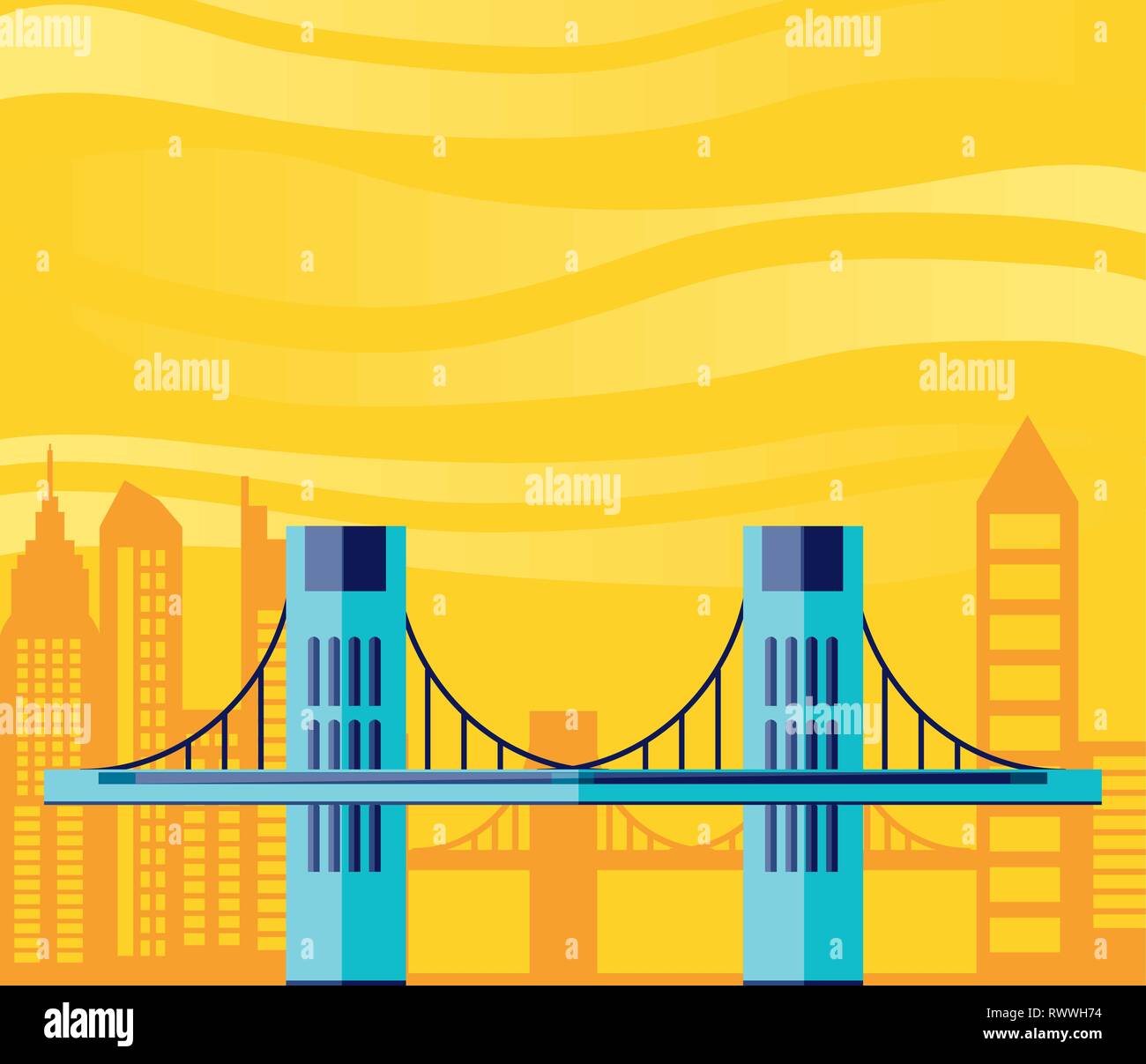 buildings cityscape scene day with bridge vector illustration design ...