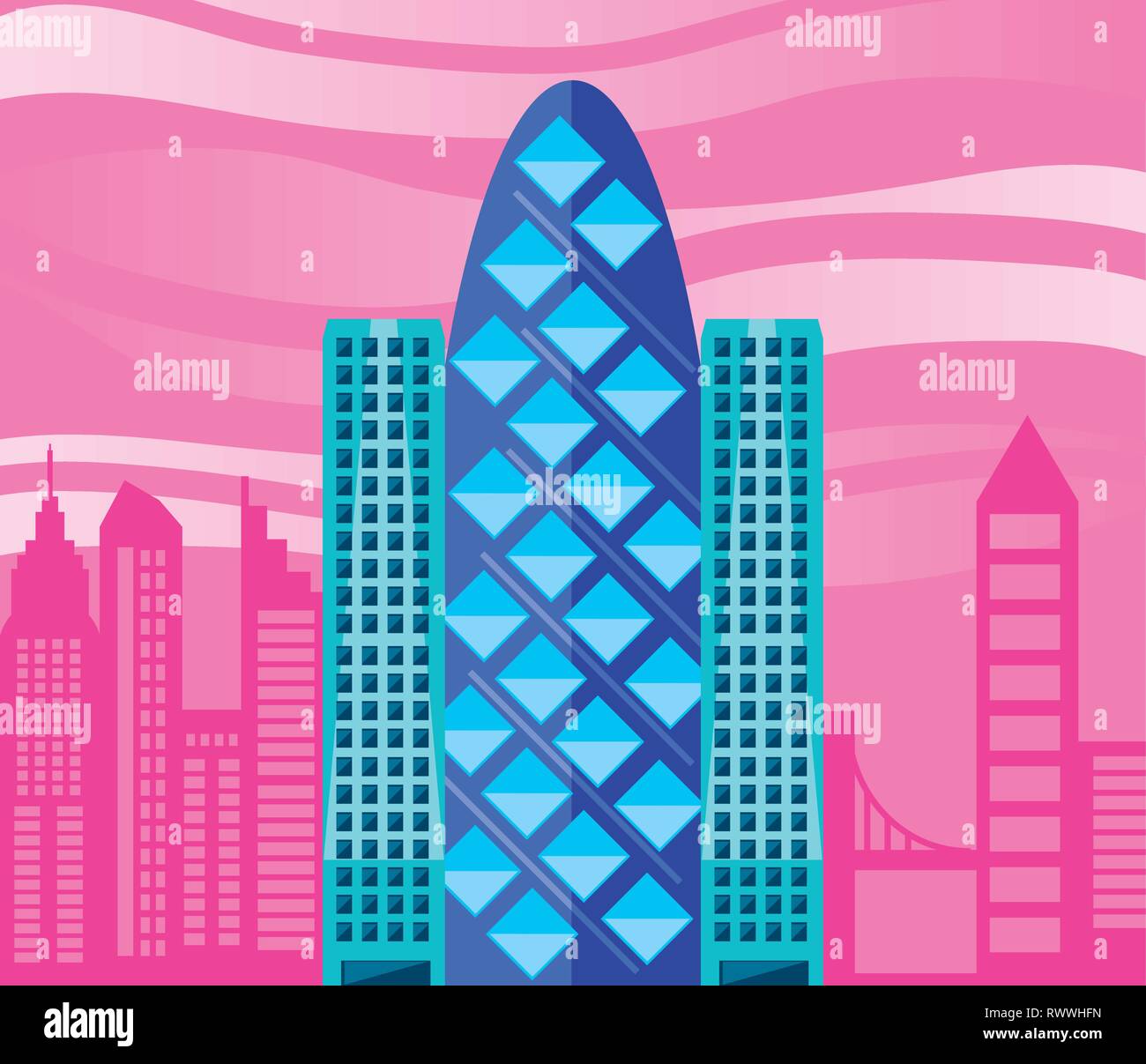 buildings cityscape scene sky pink vector illustration design Stock ...