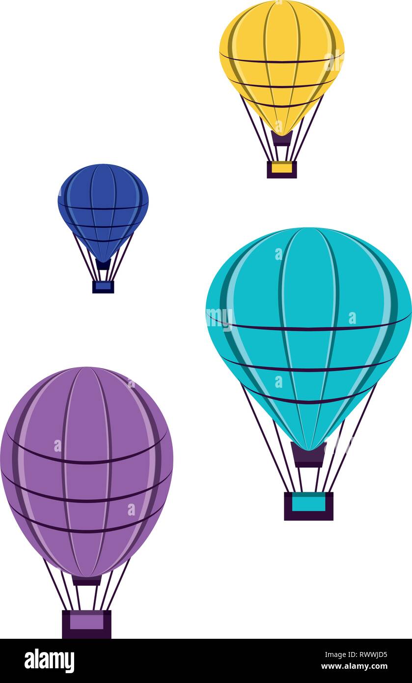 set of balloons air hot flying vector illustration design Stock Vector ...