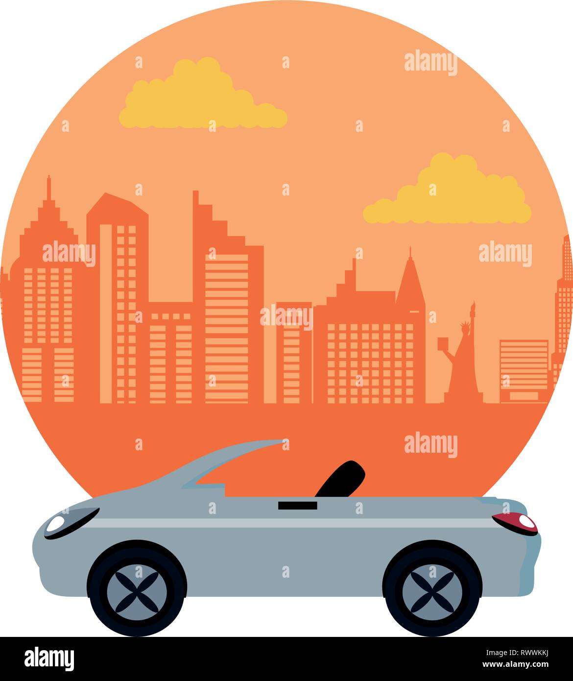 car convertible with landscape scene vector illustration design Stock ...