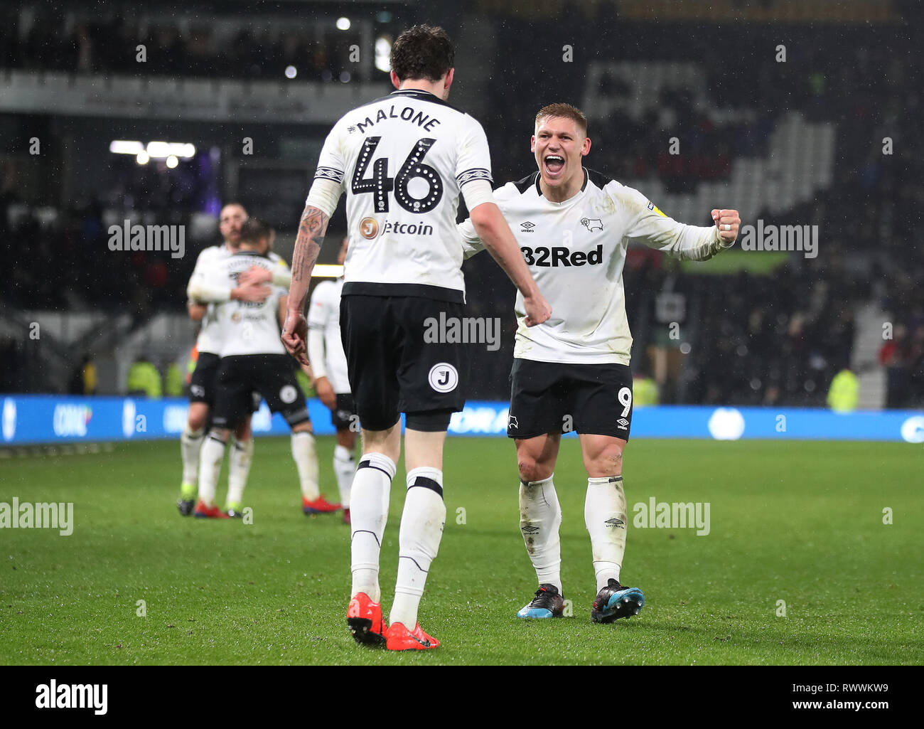 Derby County's Martyn Waghorn (right) celebrates with winning ...