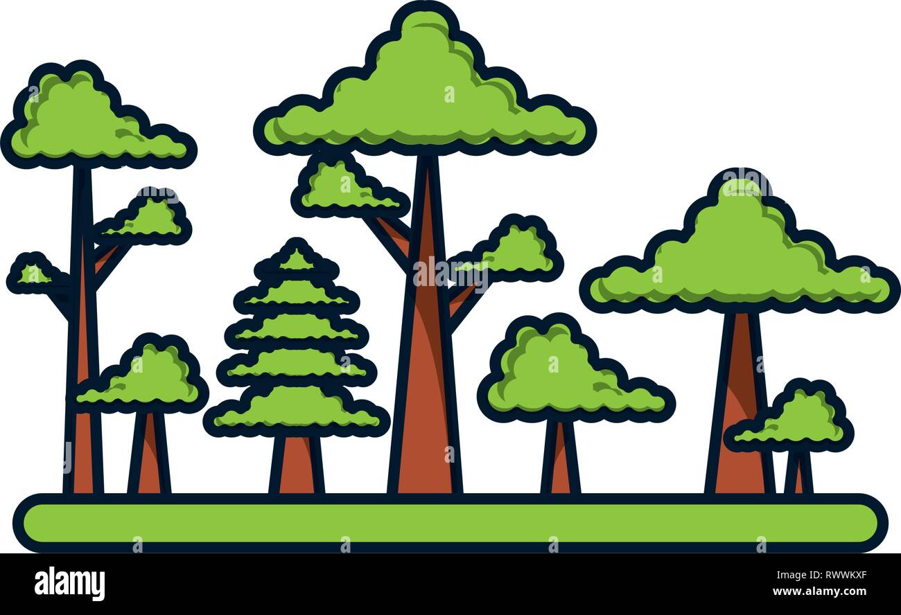 forest with trees scene vector illustration design Stock Vector Image ...