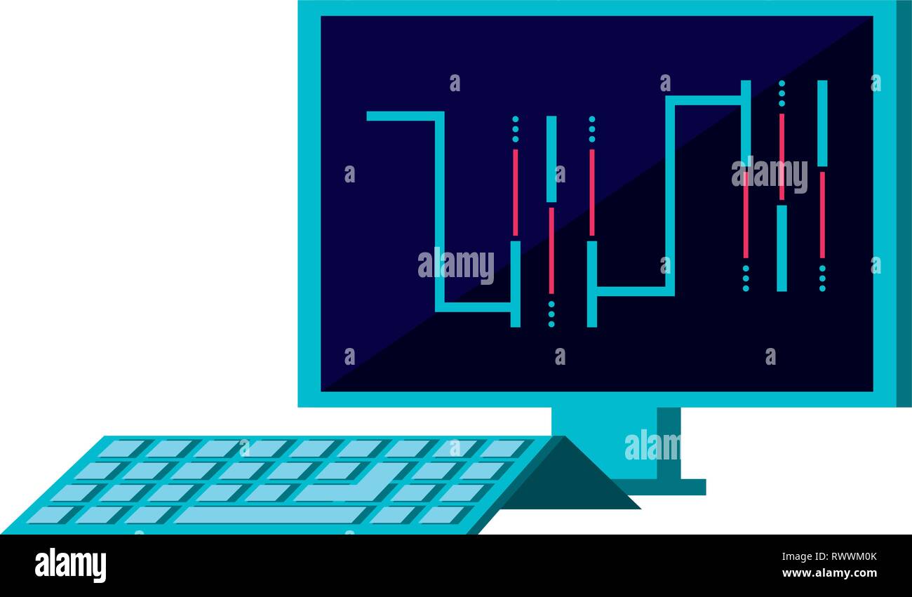 desktop computer and circuit electronic vector illustration design ...