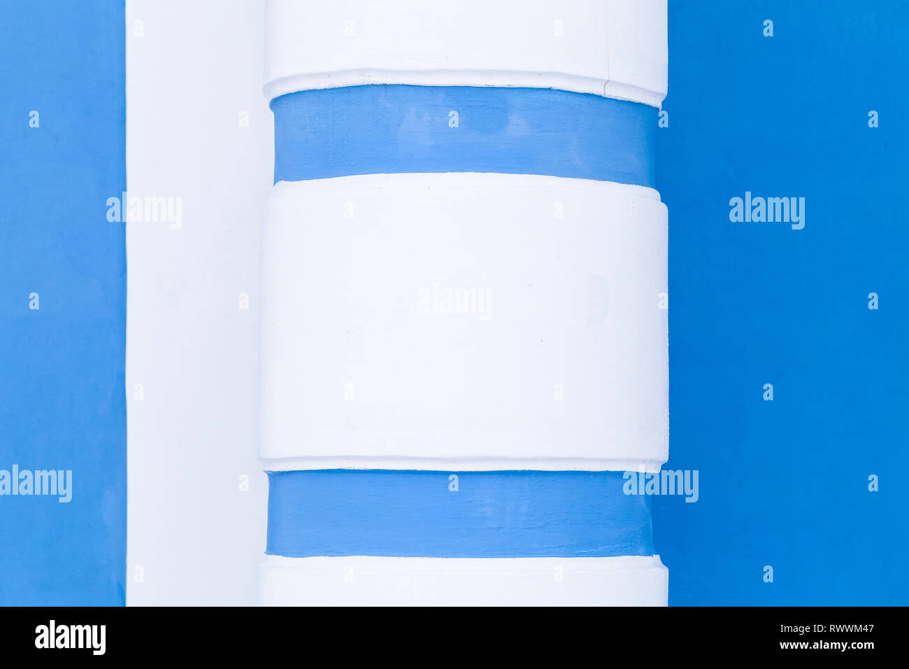 Abstract classical architecture fragment, white column with blue ...