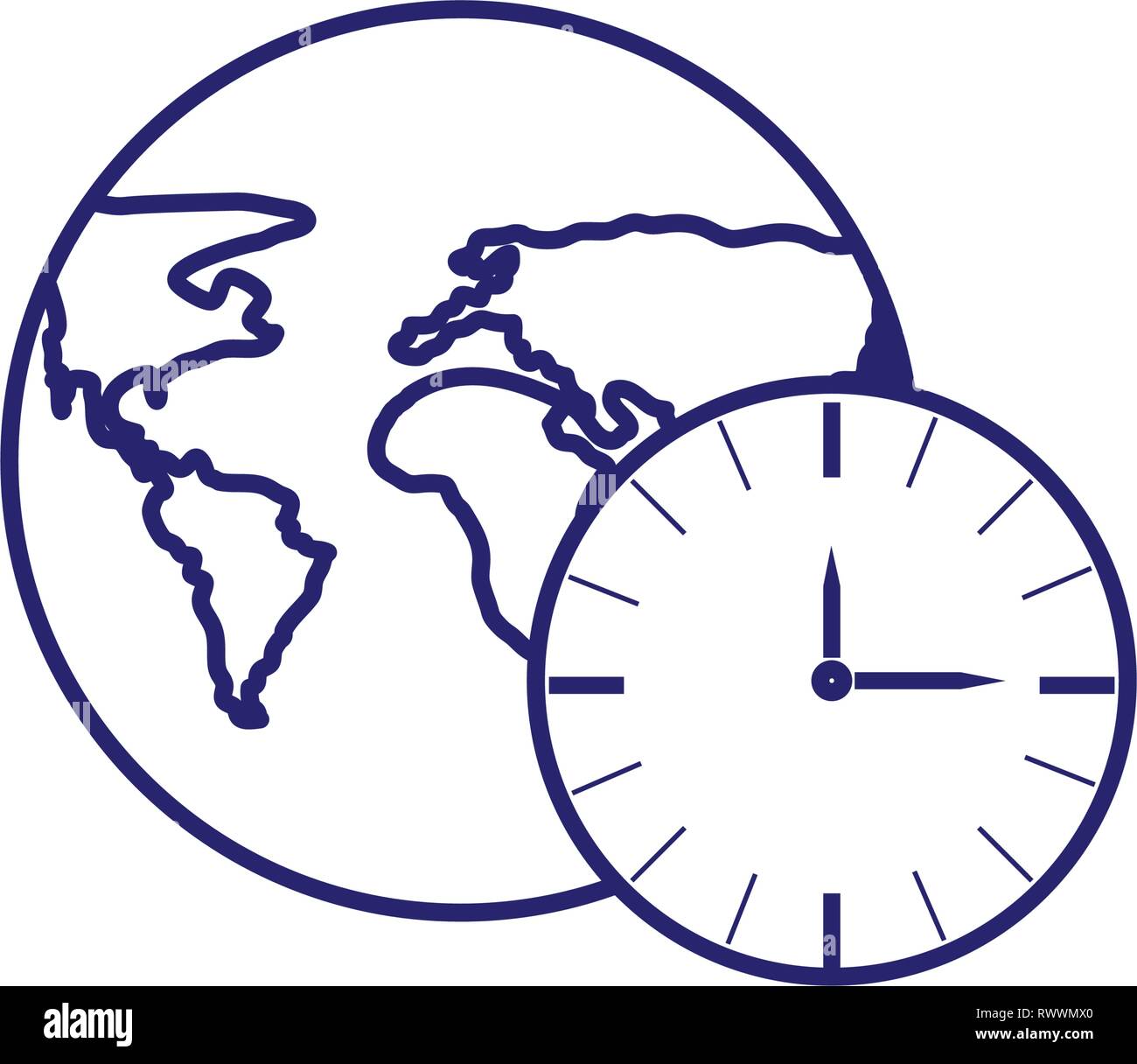 world planet earth with time clock vector illustration design Stock ...