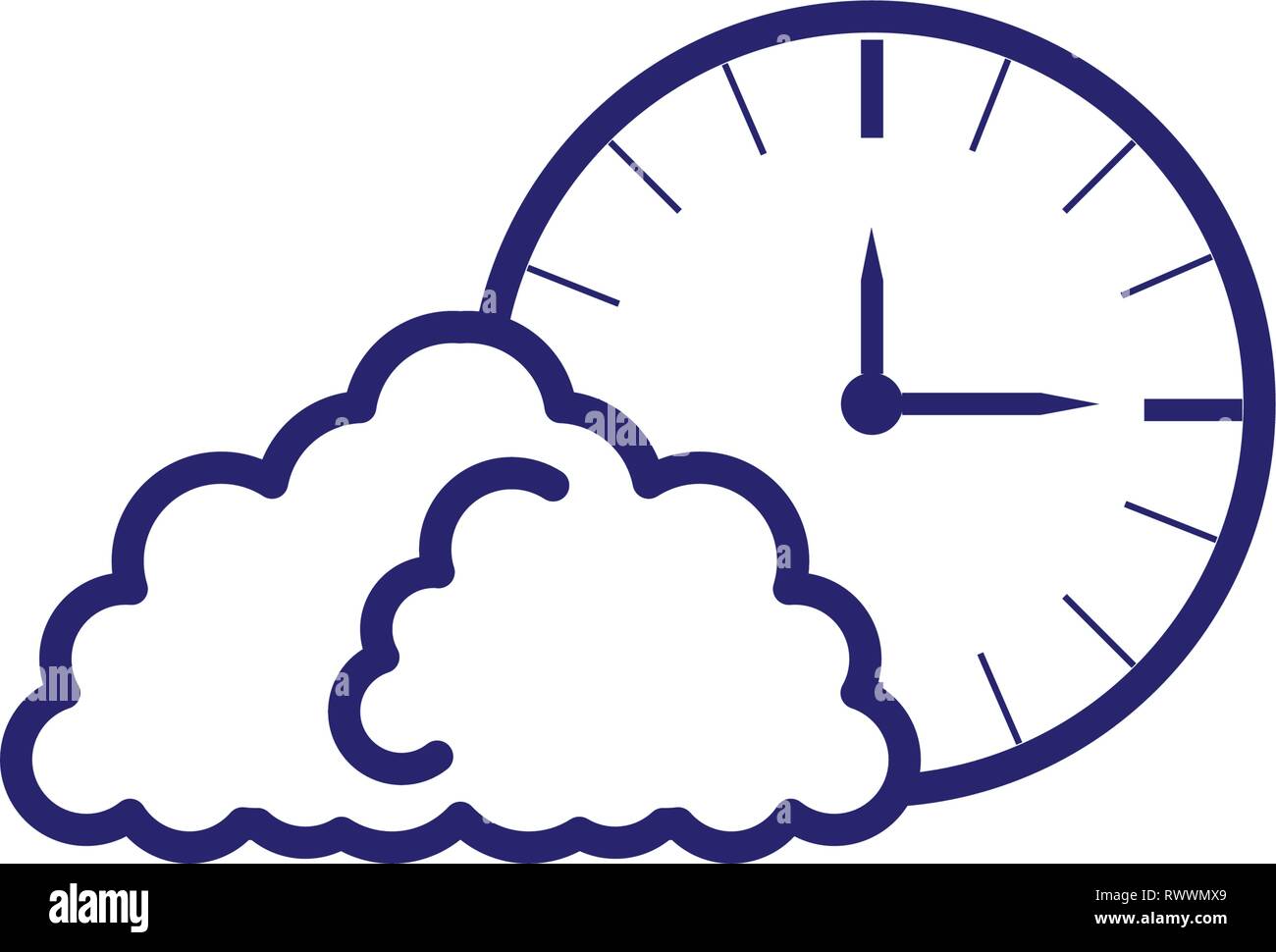 time clock with cloud computing vector illustration design Stock Vector ...