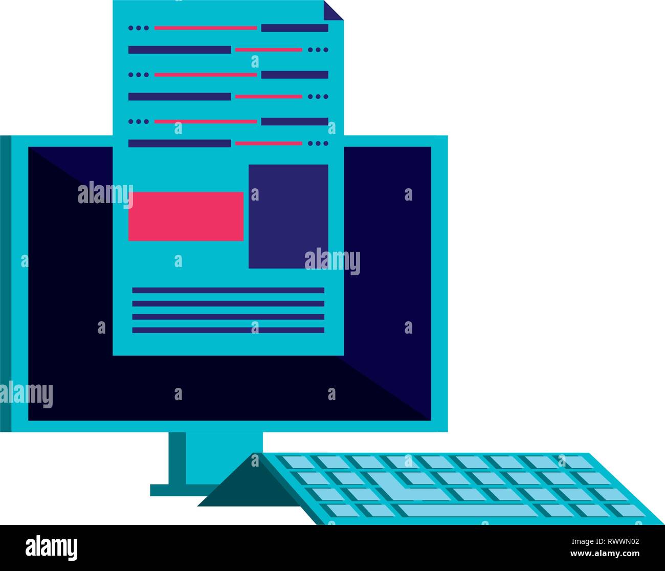 desktop computer with data center vector illustration design Stock ...