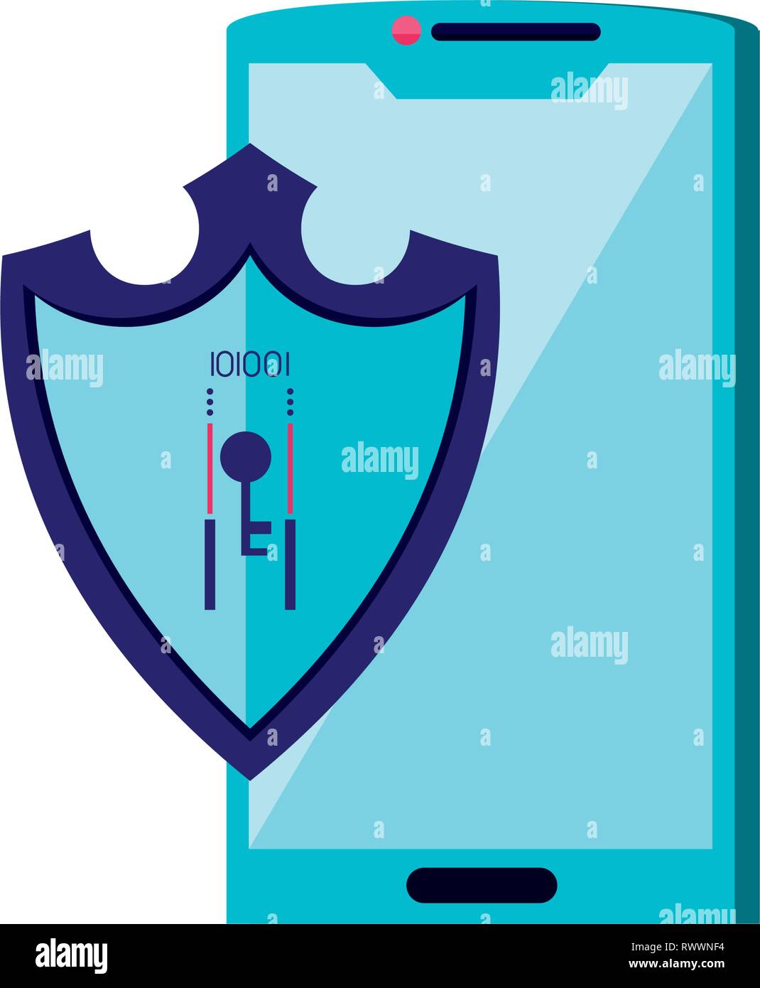 smartphone device with shield protection vector illustration design ...