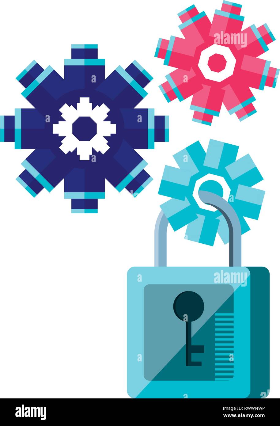 gears machine with padlock vector illustration design Stock Vector ...