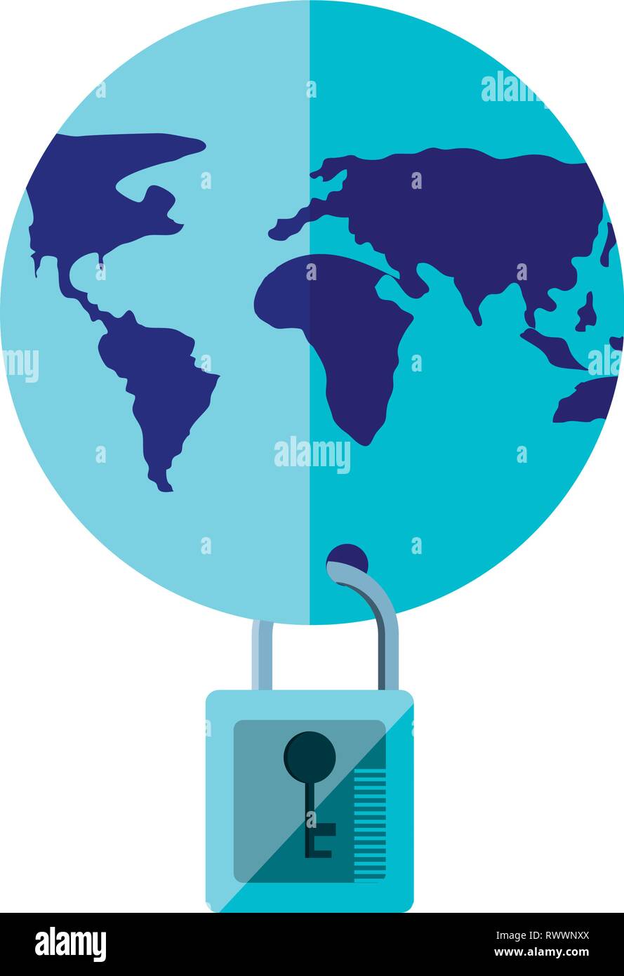 world planet earth with padlock vector illustration design Stock Vector ...