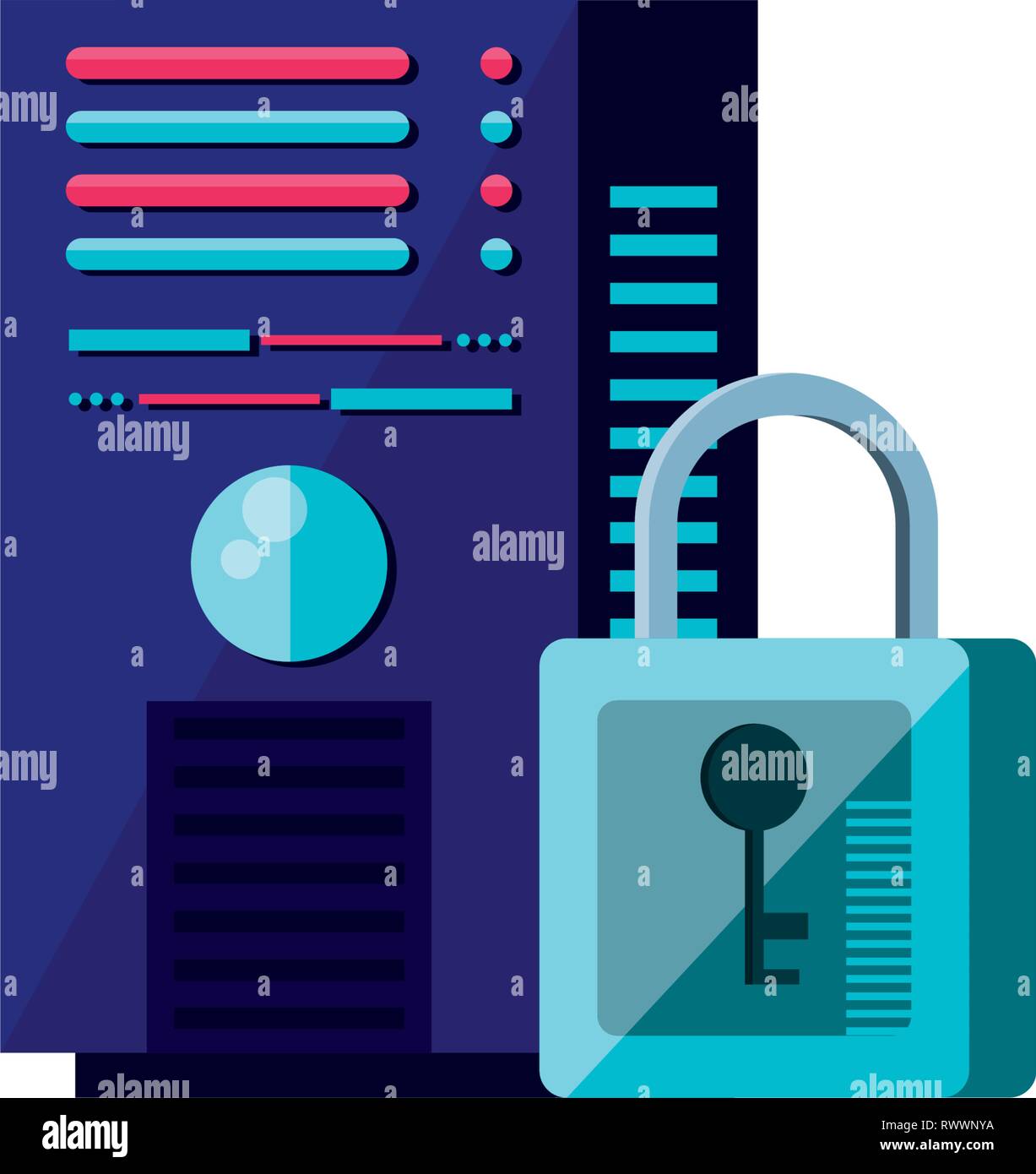data center with padlock isolated icon vector illustration design Stock ...