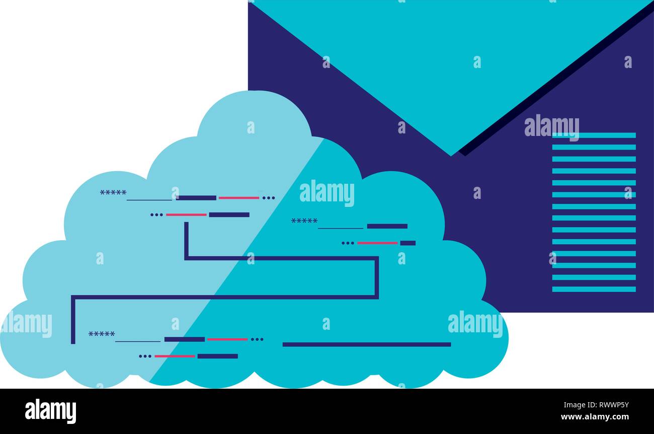 envelope mail with cloud computing vector illustration design Stock ...