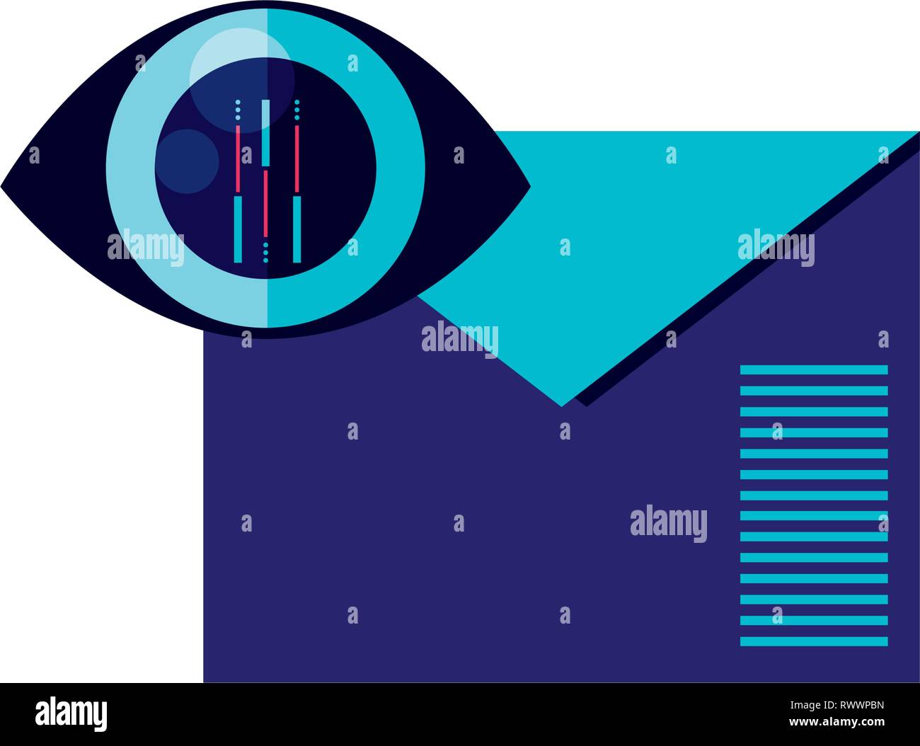 envelope mail eith cyber security eye vector illustration design Stock ...