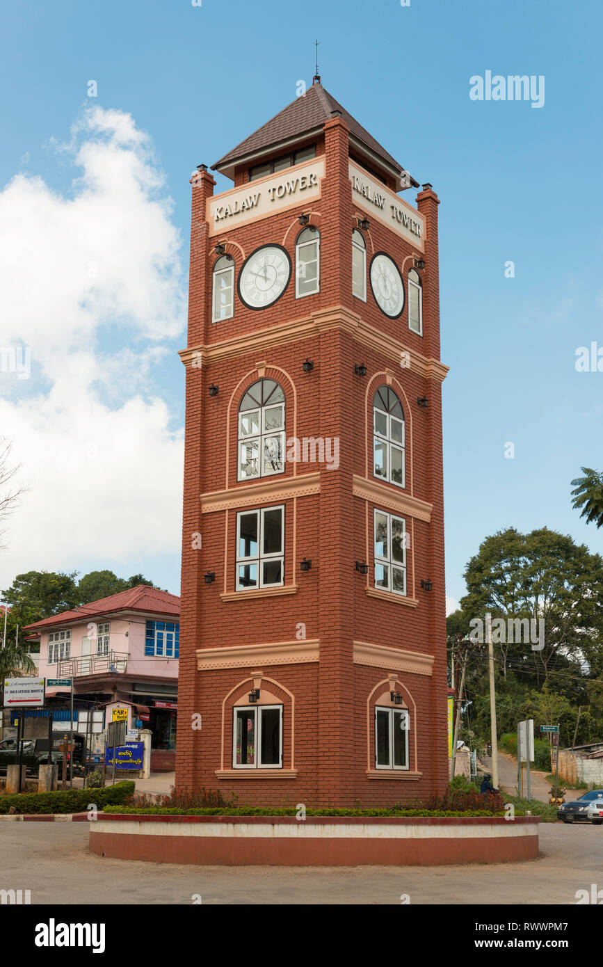 KALAW, MYANMAR - 25 NOVEMBER, 2018: Vertical picture of the Clock Tower ...