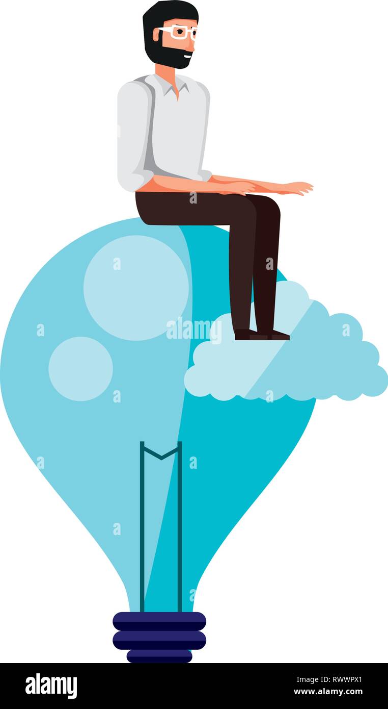 light bulb with young man vector illustration design Stock Vector Image ...