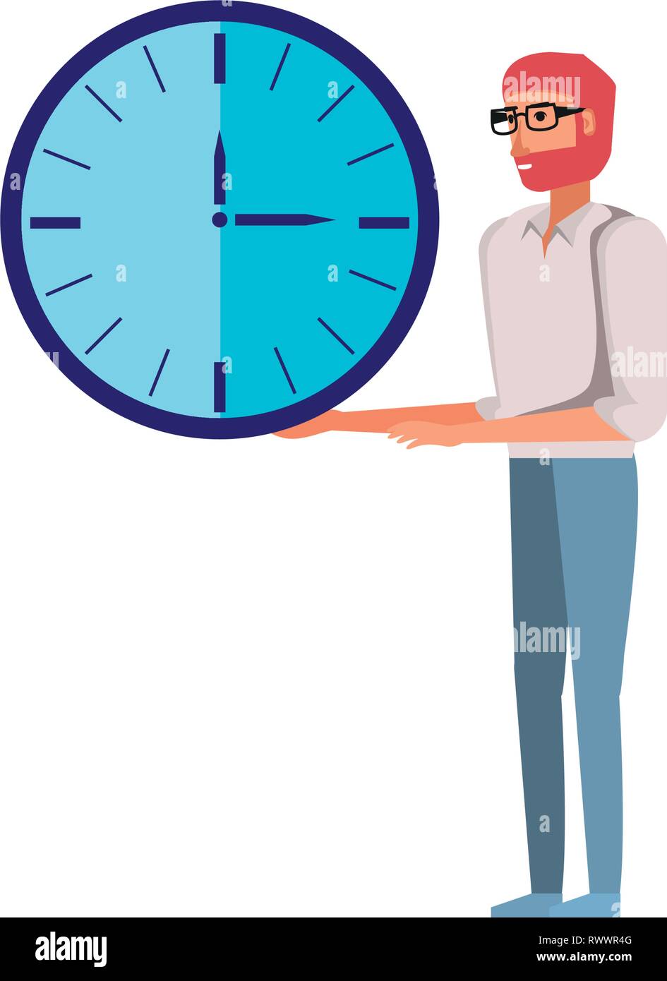 time clock with young man vector illustration design Stock Vector Image ...