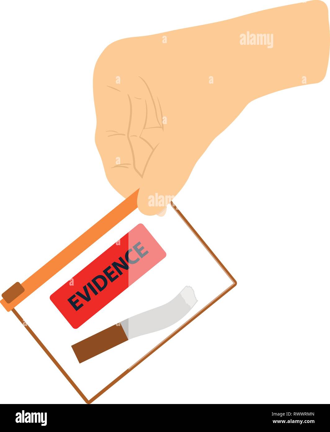 Hand holding evidence pocket icon. Flat color design. Vector ...